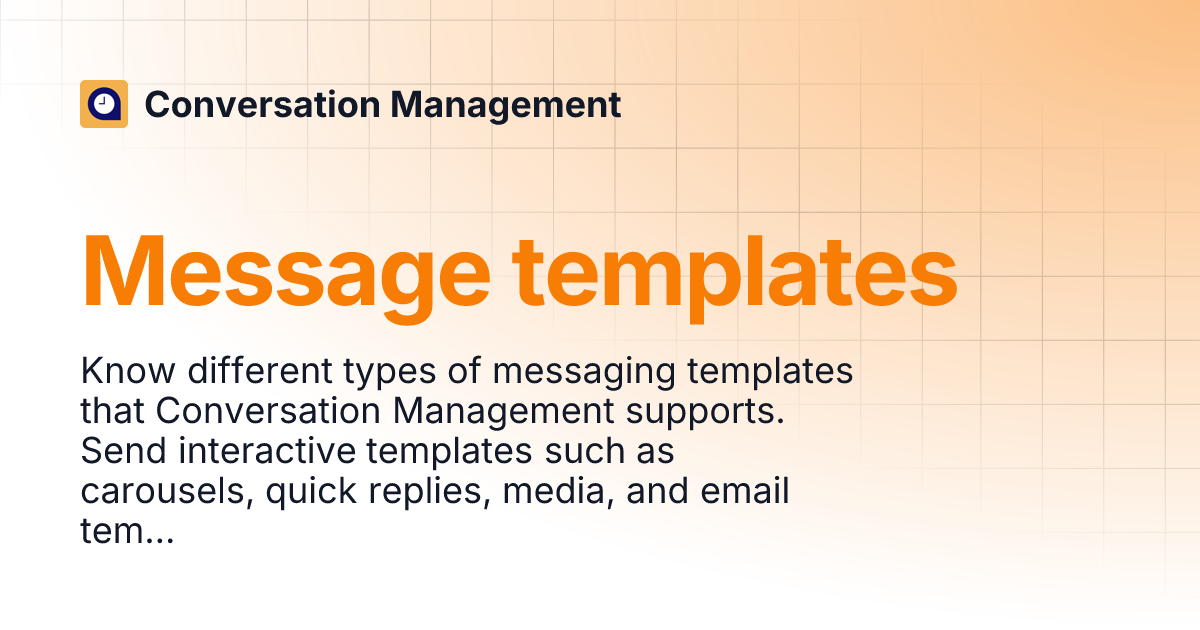 Message templates | Conversation Management